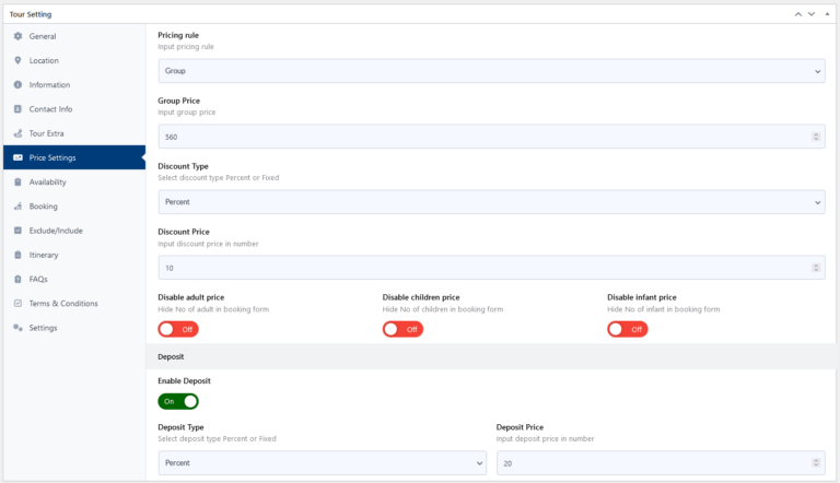 Price Settings - Themefic