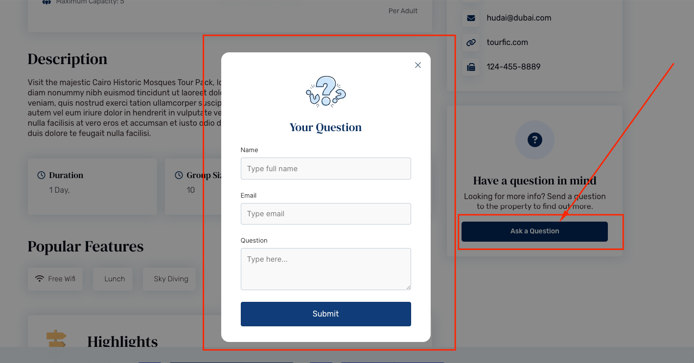 Tour Enquiry - Themefic
