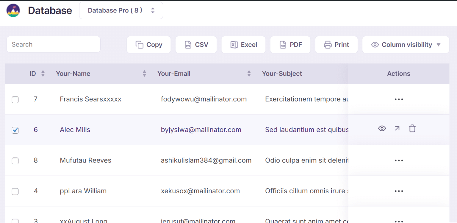 Database Pro Addon Of Ultimate Addons For Contact Form 7 - Themefic